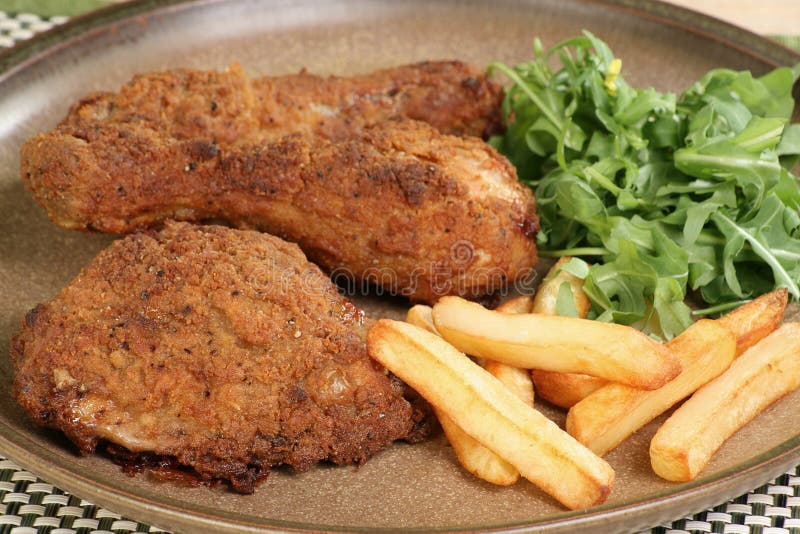 Southern fried chicken stock photo. Image of lunch, plate - 35130364