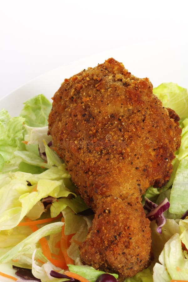 Southern Fried Chicken on Salad Plate Stock Image - Image of four, food ...