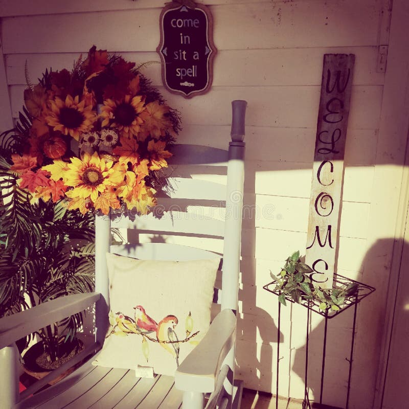 Southern Front Porch stock image. Image of front, purple - 186395499