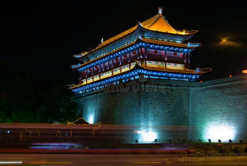 Southern gate at night stock image. Image of lamp, east - 5149515