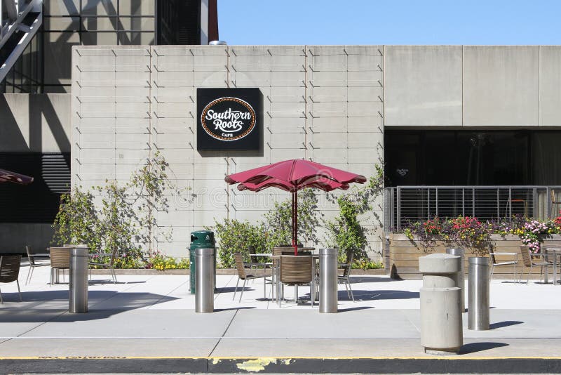 Southern Roots Cafe` editorial stock photo. Image of side - 92497623
