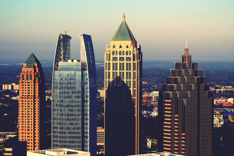 North Atlanta Sunset stock image. Image of aerial, atlanta - 83957811