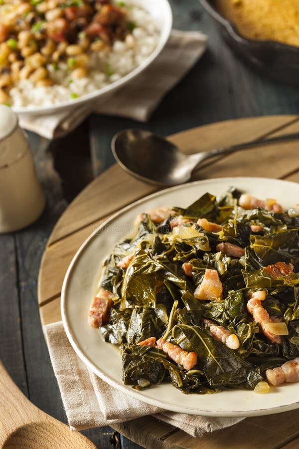Southern Style Collard Greens Stock Image - Image of cabbage, onion ...