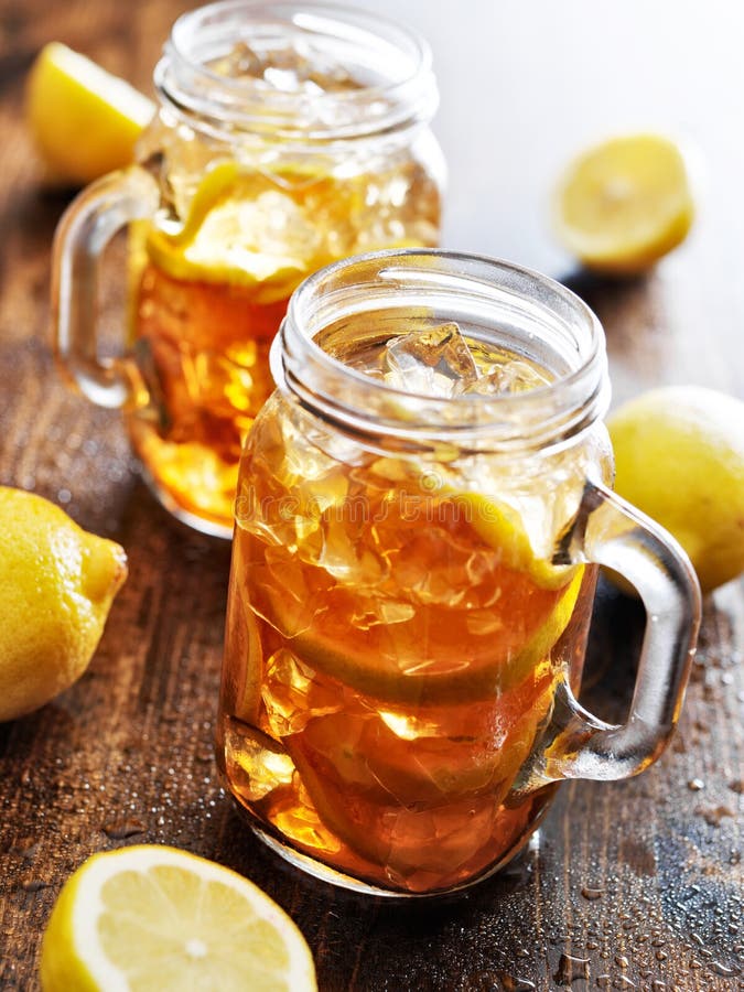 Southern Sweet Tea in a Rustic Jar Stock Image - Image of selective ...