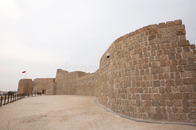 Southern Wall at the Upper Leve of Ancient Bahrain Fort Stock Photo ...