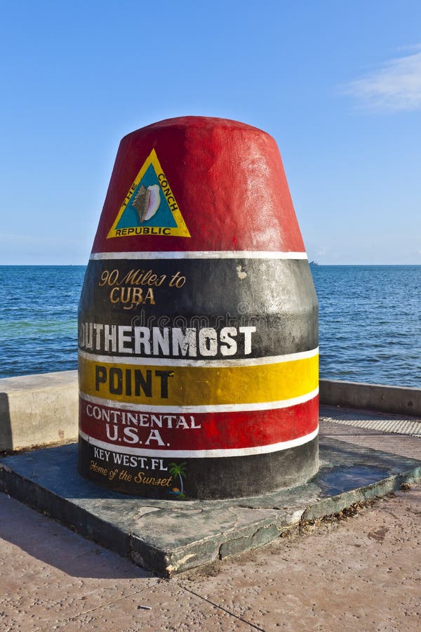 Southernmost Point Marker, Key West, USA Stock Photo - Image of buoy ...