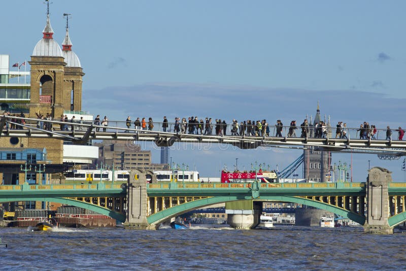 Southwark Bridge and a Millennium Bridge , London Editorial Image ...