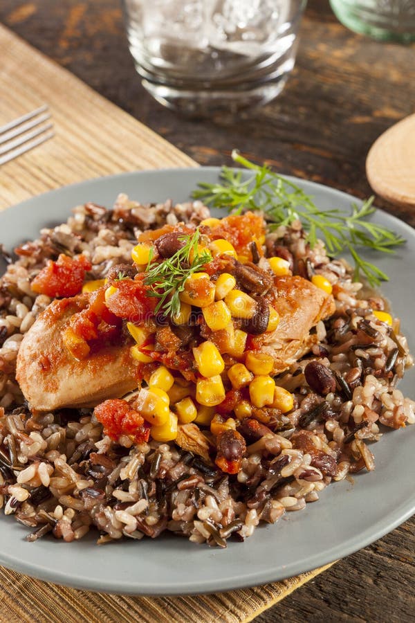 Southwestern Chicken with Rice and Corn Stock Image - Image of ...