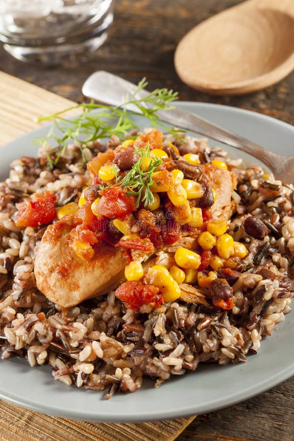 Southwestern Chicken with Rice and Corn Stock Image - Image of tomato ...