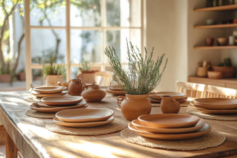 Southwestern Dining Space, Southwestern Clay Dinnerware Set on Dining ...