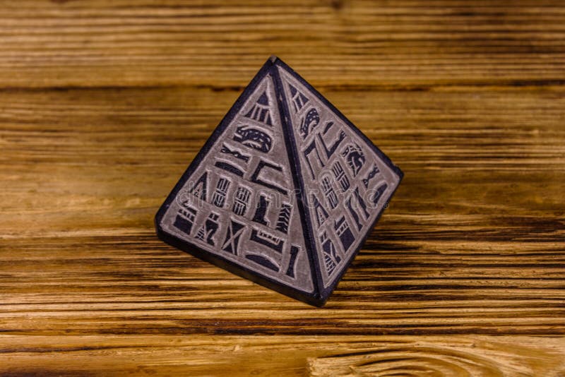 Souvenir Egyptian Pyramid on the Wooden Table Stock Photo - Image of ...