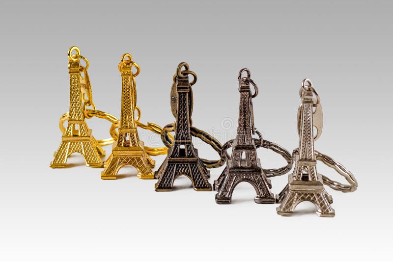 Souvenir Keychains from France, in the Form of the Eiffel Tower Stock ...