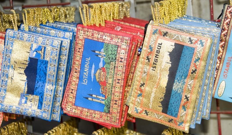 Souvenirs on Display Rack Istanbul Turkey Stock Image - Image of group ...
