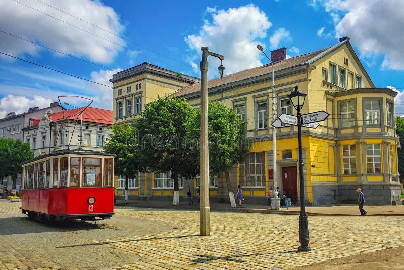 Old town square of Sovetsk stock image. Image of blue - 235695115