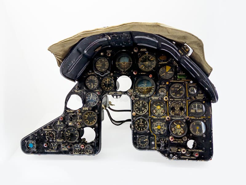 Soviet Aircraft Cockpit Instrument Panel Close-Up Stock Image - Image ...
