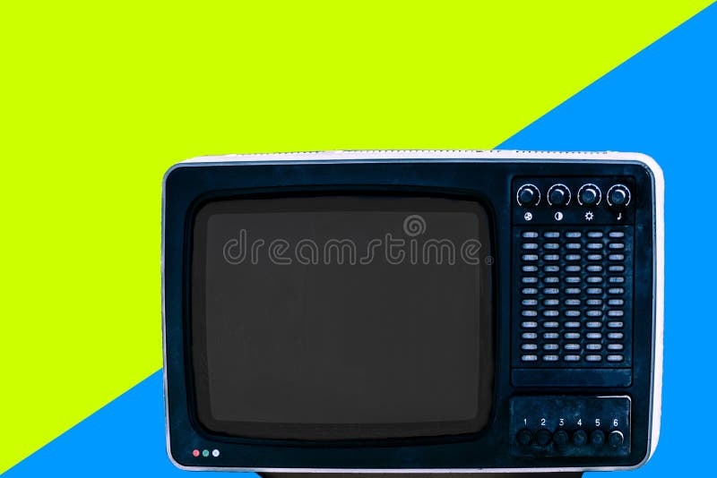 The Soviet Analog Retro TV on Blue Ad Yellow Background Stock Photo ...