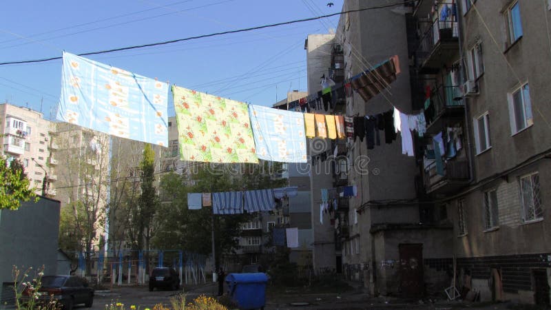 Soviet Architecture with Laundry Drying between High-rise Buildings ...
