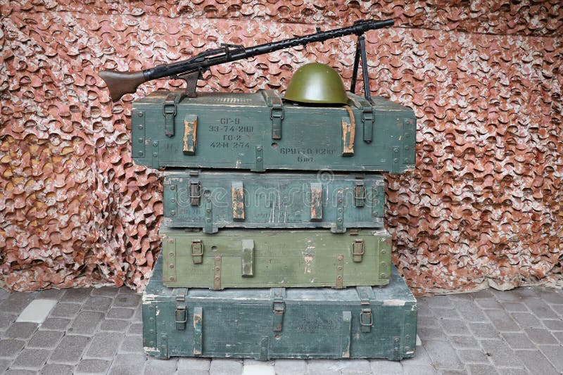 Soviet Army Ammunition Stack of Green Crates with Russian Names of Ammo ... Soviet Army Ammunition Stack of Green Crates with Russian Names of Ammo ...