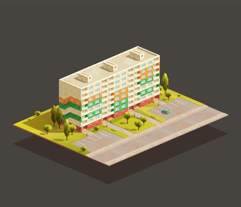 Soviet Block of Flats Isometric Illustration Stock Vector ...