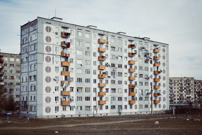 Soviet Blocks of Flats in a Deserted Area Stock Photo - Image of ...