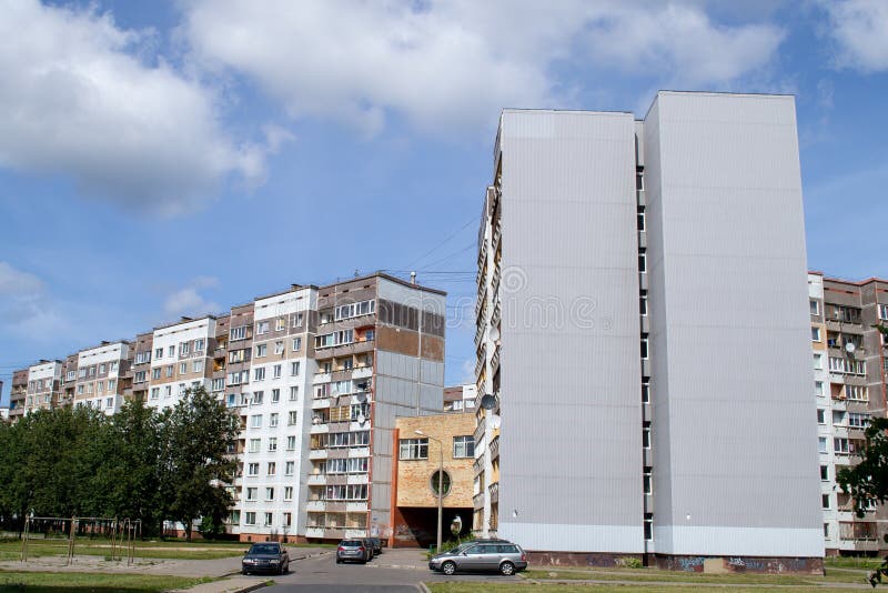Soviet Building in Riga, Latvia. the Old Panel Hause Stock Photo ...