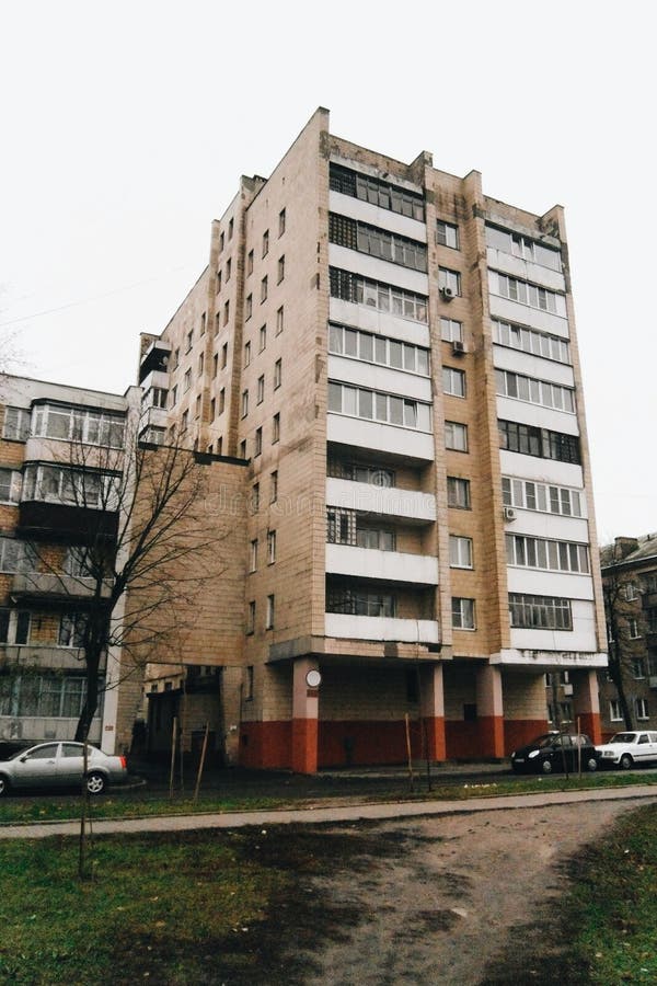 Soviet city landscape stock photo. Image of exterior - 110341286