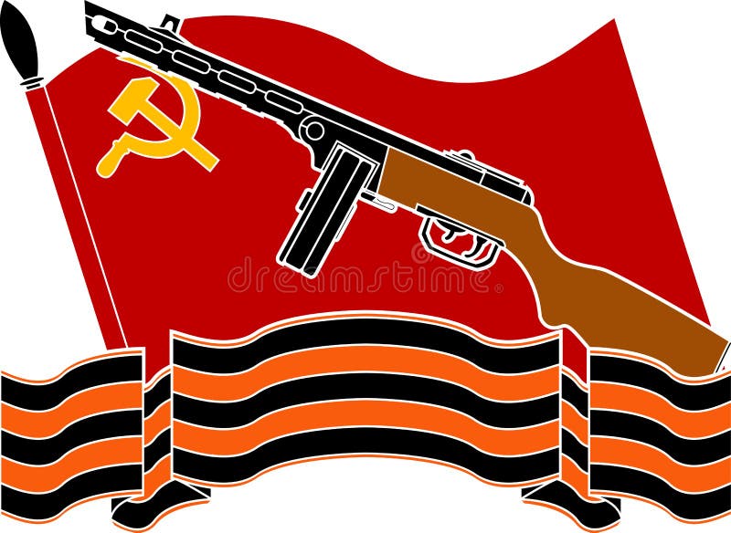 Soviet Flag, Machine Gun and Georgievsky Ribbon Stock Vector ...