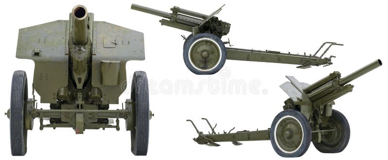 Soviet Howitzer in Three Perspectives Isolated on White Stock Photo ...