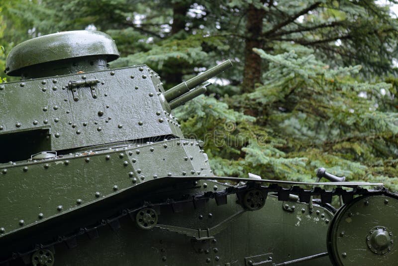 Soviet light tank T-18 stock image. Image of wood, weaving - 273939669