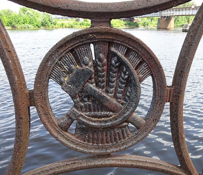 Hammer and Sickle Soviet Union Steel Metal Symbol with Rust Stock Photo ...