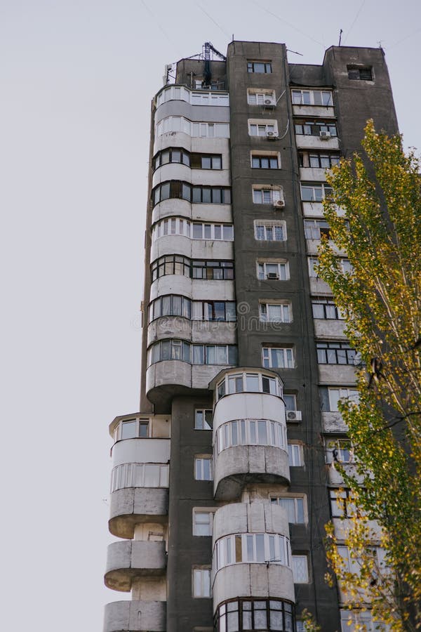 Soviet Multi-storey Residential Building with Round and Rectangular ...