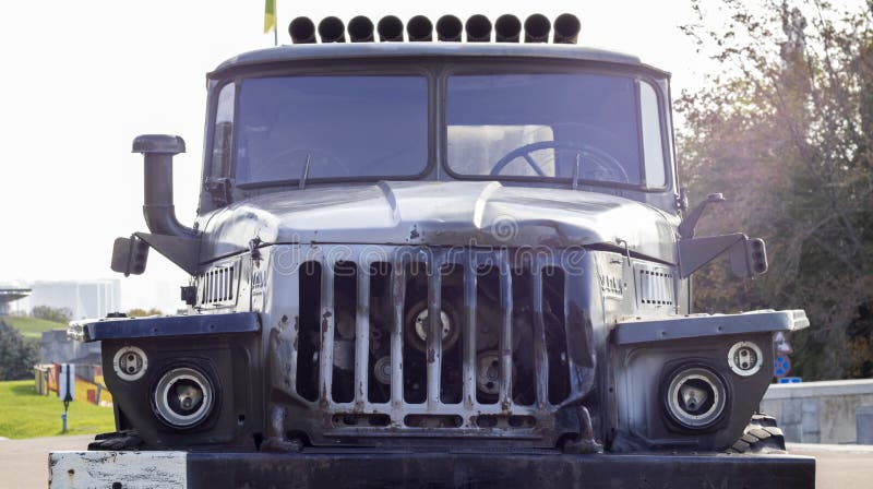 Soviet Multiple Launch Rocket System BM-21 Grad on the Chassis of a ...