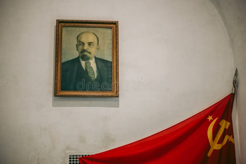 Soviet Portrait of Lenin on the Wall Editorial Stock Image - Image of ...