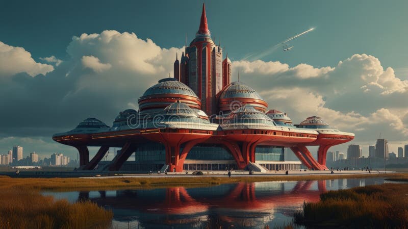 Soviet Retrofuturism Architecture Under a Sky Stock Photo - Image of ...