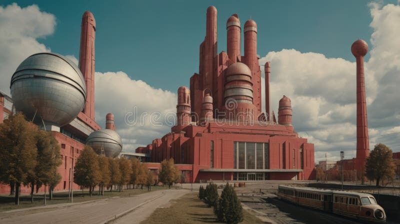 Soviet Retrofuturism Architecture Under a Sky Stock Photo - Image of ...