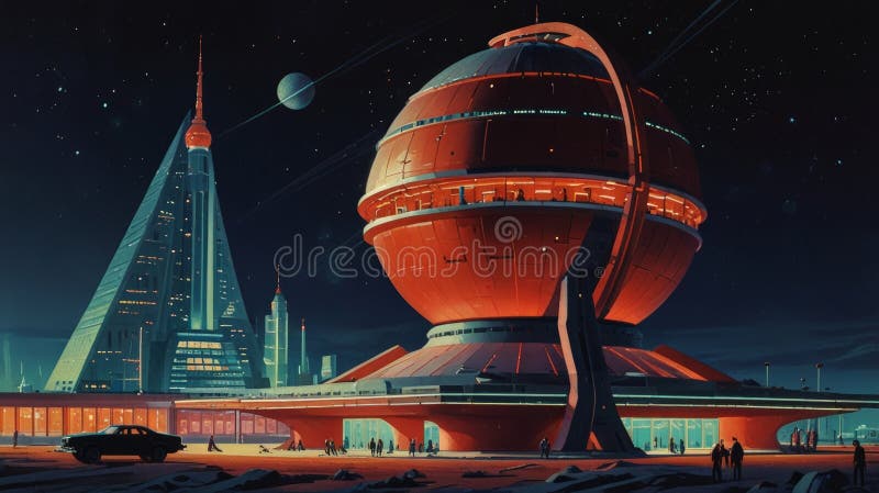 Soviet Retrofuturism Architecture Under a Sky Stock Photo - Image of ...