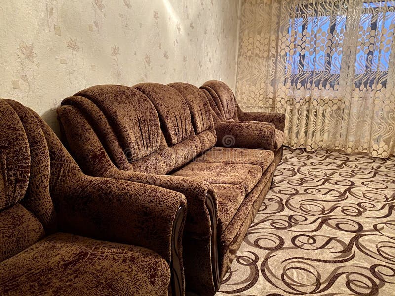 Soviet Room with Sofa and Carpet Stock Photo - Image of interior, aged ...
