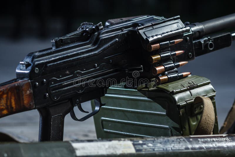 Soviet Russian Weapon: PKM Detail Stock Photo - Image of protection ...