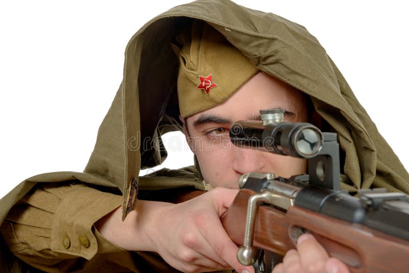 Soviet Sniper with His Rifle Stock Image - Image of history, weapon ...