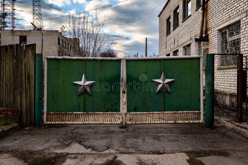 Soviet Style Gates in Pripyat Stock Photo - Image of wheel, pollution ...