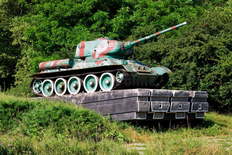 Old Soviet Tank in the Field Stock Image - Image of airforce, power ...