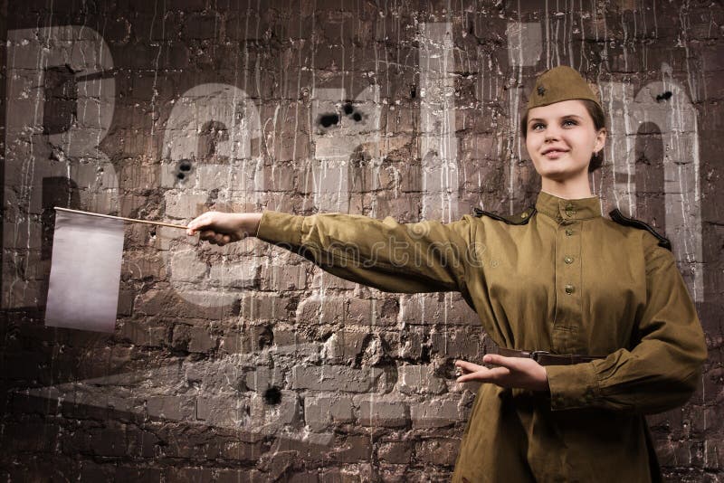 Soviet Traffic Controller in Uniform of WW II Indicates the Dire Stock ...
