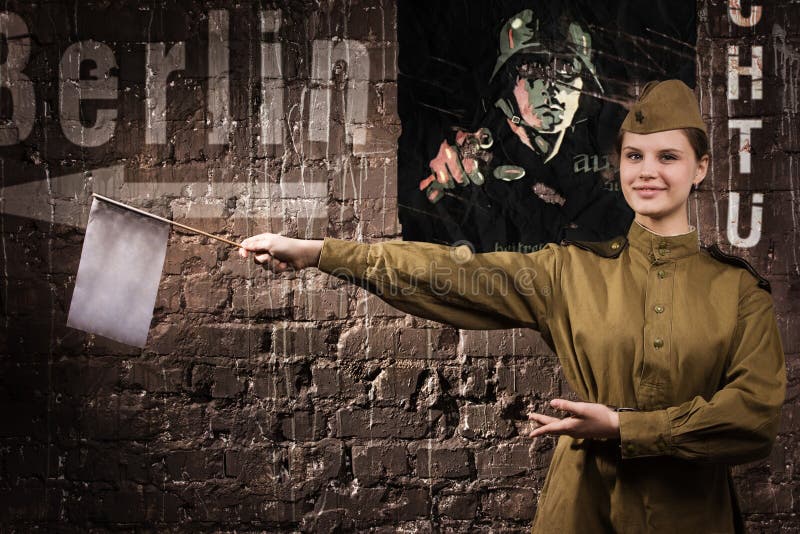 Soviet Traffic Controller in Uniform of WW II Indicates the Dire Stock ...