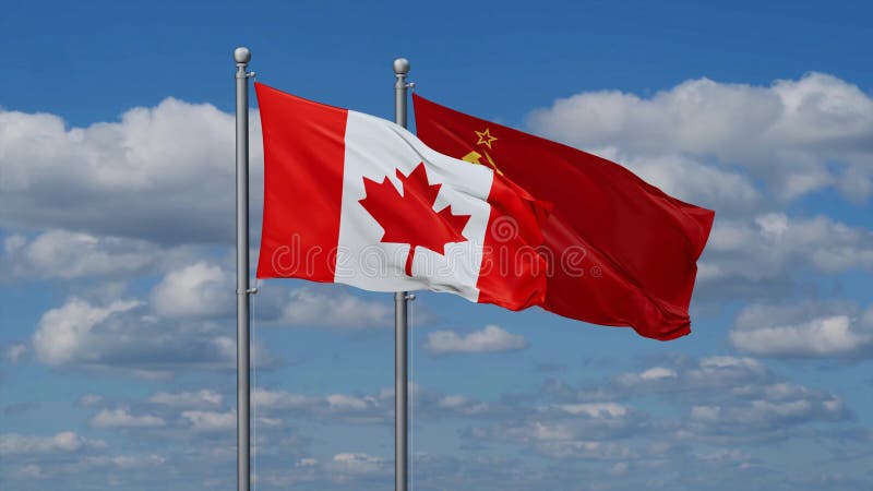 Soviet Union and Canada Two Flags Stock Video - Video of flag, wind ...