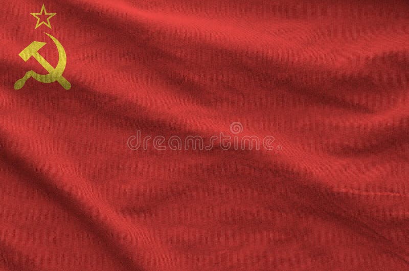 Soviet Union Flag Depicted on Folded Wavy Fabric of Old Cloth Stock ...