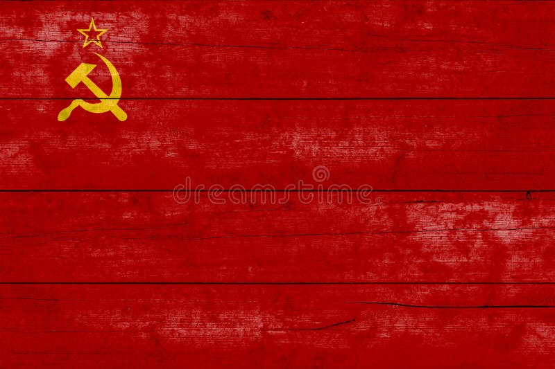 Soviet Union Flag on a Wooden Surface. USSR Grunge Flag Banner Stock ...