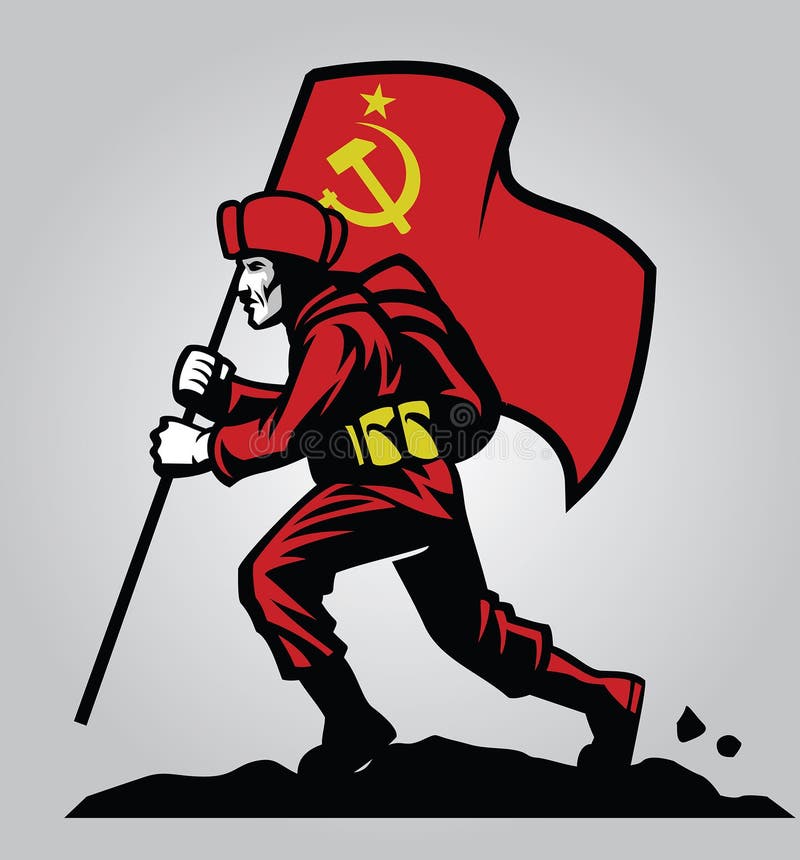 Soviet Union Soldier Carrying the Flag Stock Vector - Illustration of ...