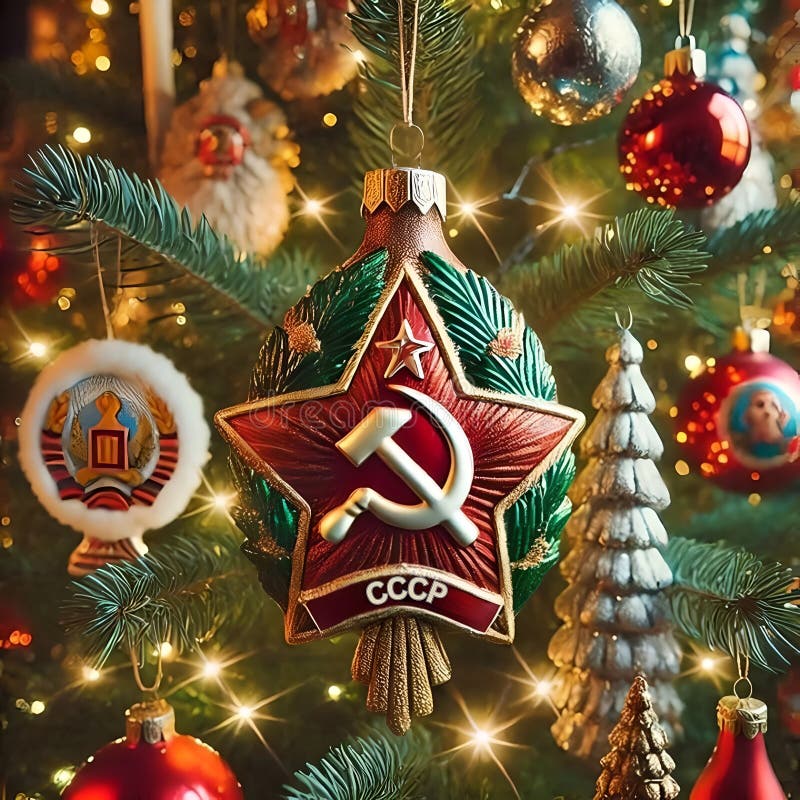 Soviet Union Themed Christmas Tree Decorations Stock Illustration ...