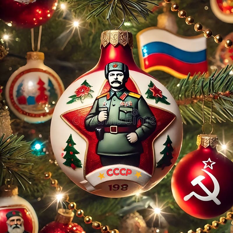 Soviet Union Themed Christmas Tree Decorations Stock Illustration ...