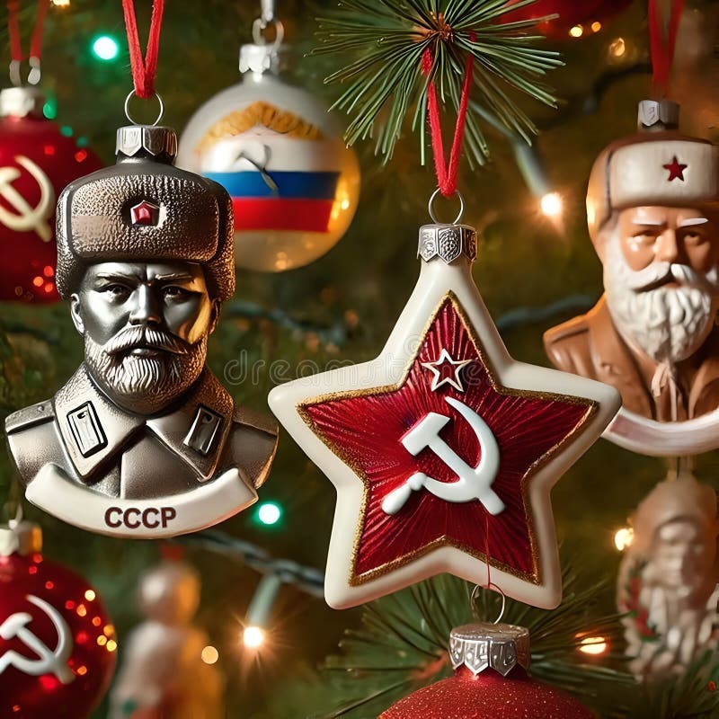 Soviet Union Themed Christmas Tree Decorations Stock Illustration ...